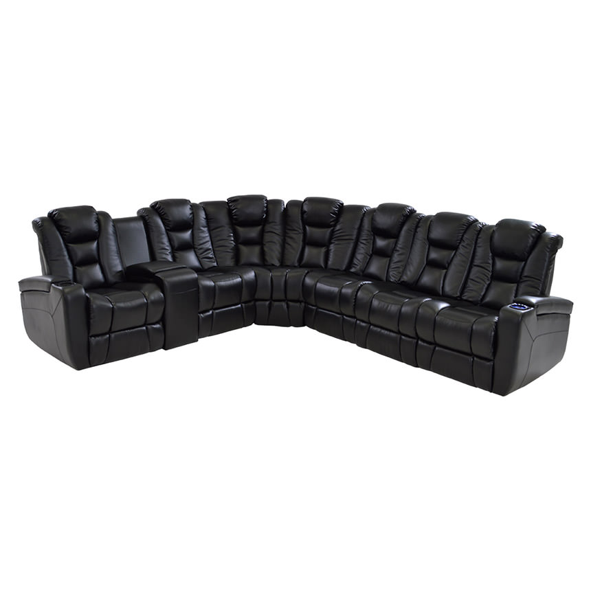 Transformer Black Power Motion Sofa w/Right & Left Recliners | El ...