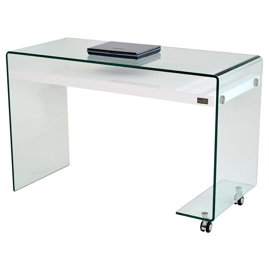 Mirage Clear Desk w/Casters | El Dorado Furniture