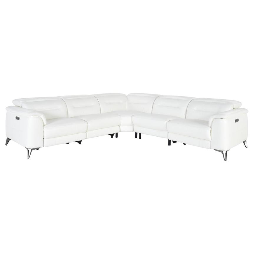 Anabel White Leather Power Reclining Sectional with 5PCS 3PWR