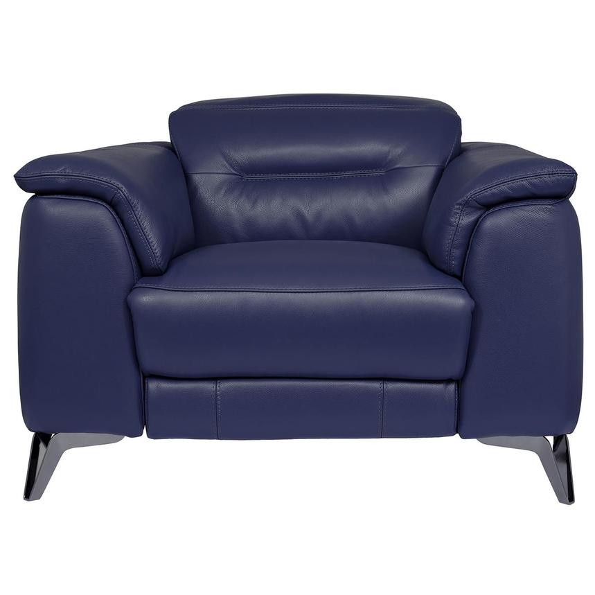 Anabel Blue Leather Power Recliner