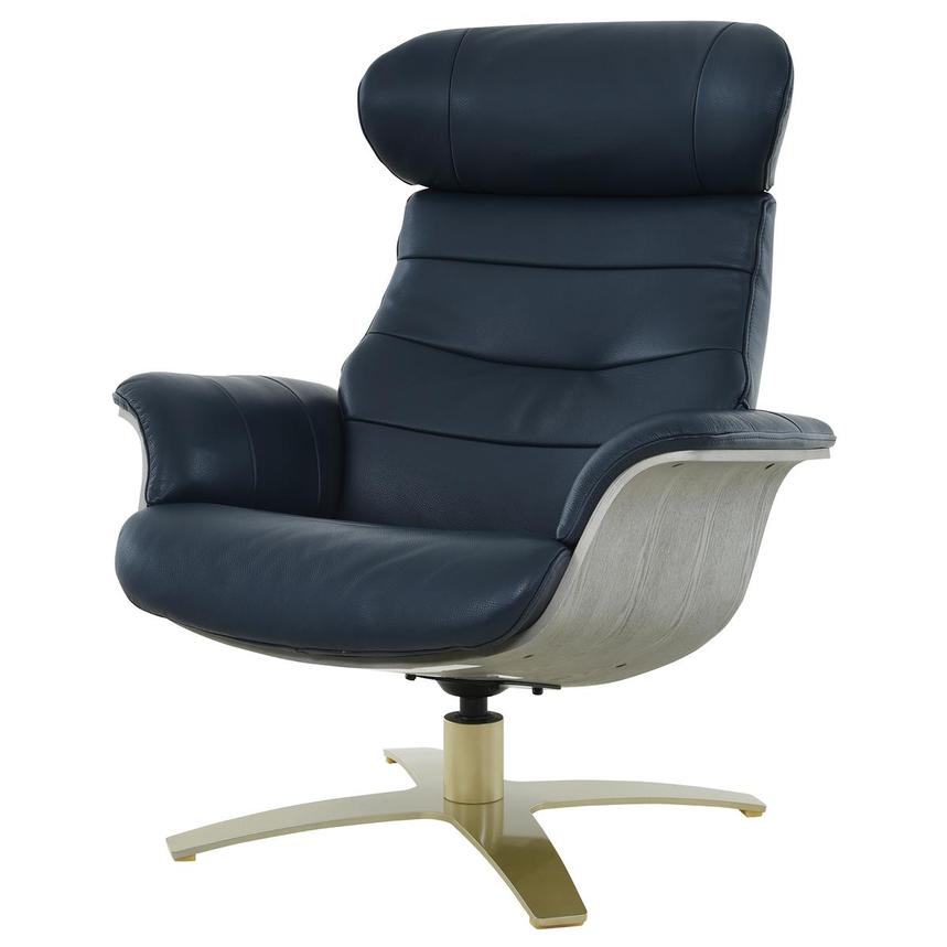 Enzo II Dark Blue Leather Accent Chair | El Dorado Furniture