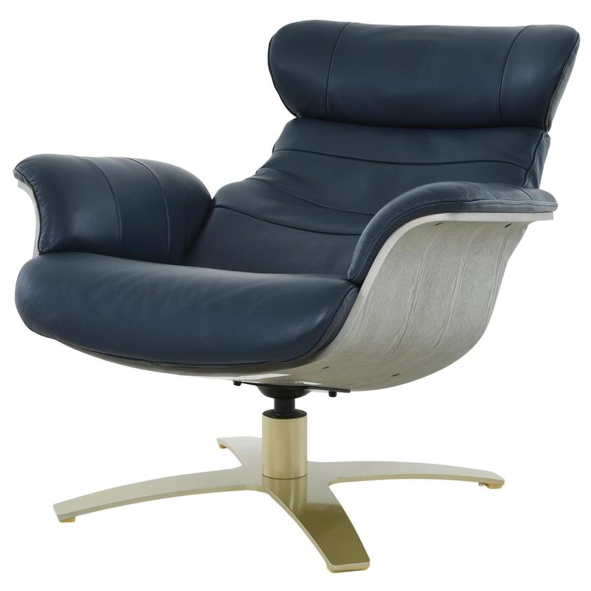 Enzo II Dark Blue Leather Accent Chair | El Dorado Furniture