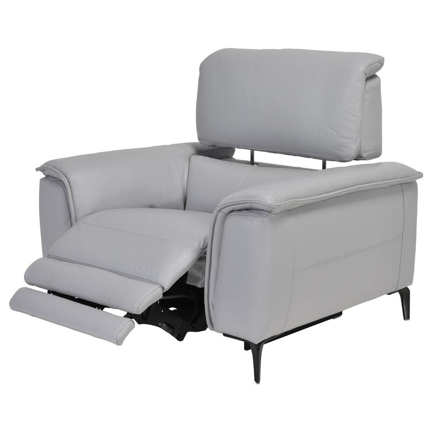 Clayton Light Gray Leather Power Recliner | El Dorado Furniture