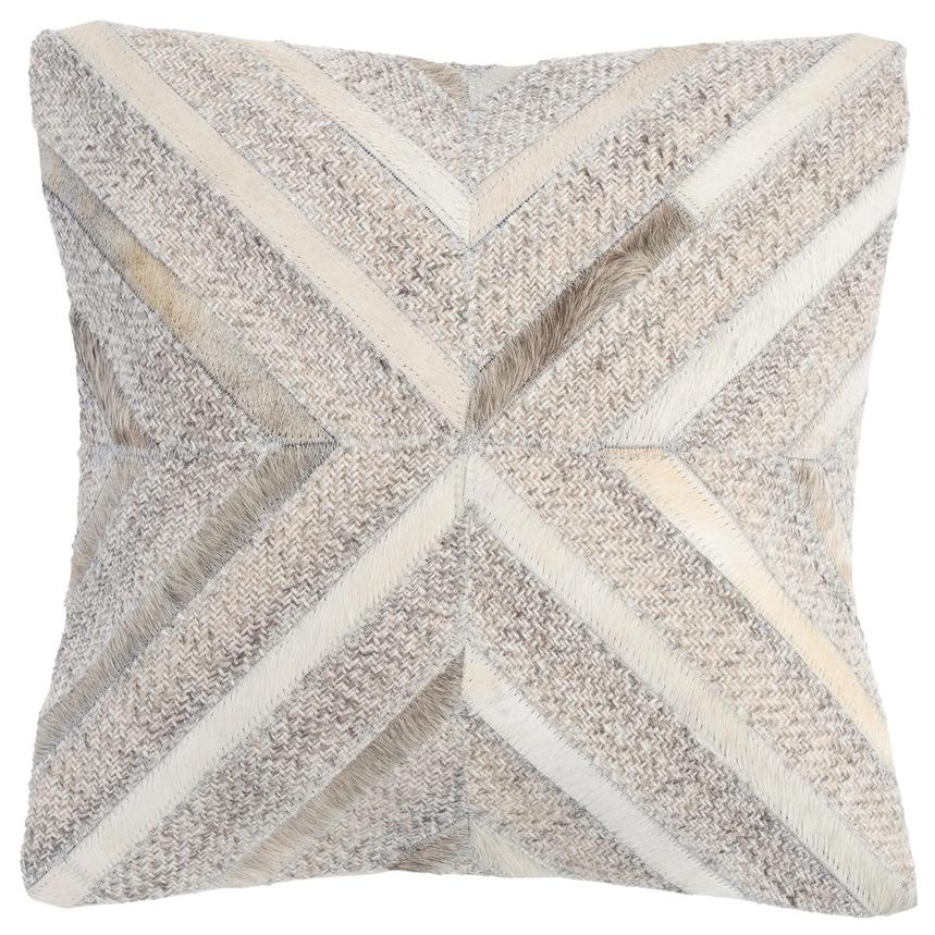 Vector Gray Cowhide Patchwork Accent Pillow | El Dorado Furniture