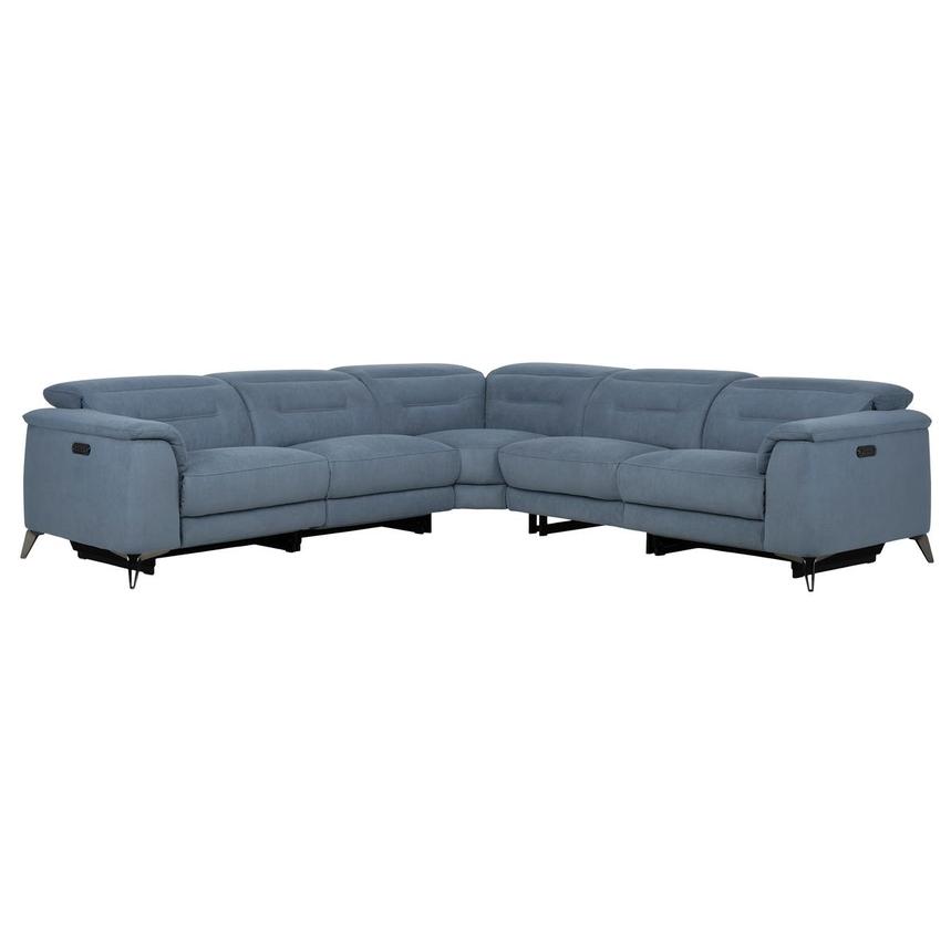 Claribel II Light Blue Power Reclining Sectional with 5PCS/3PWR | El ...