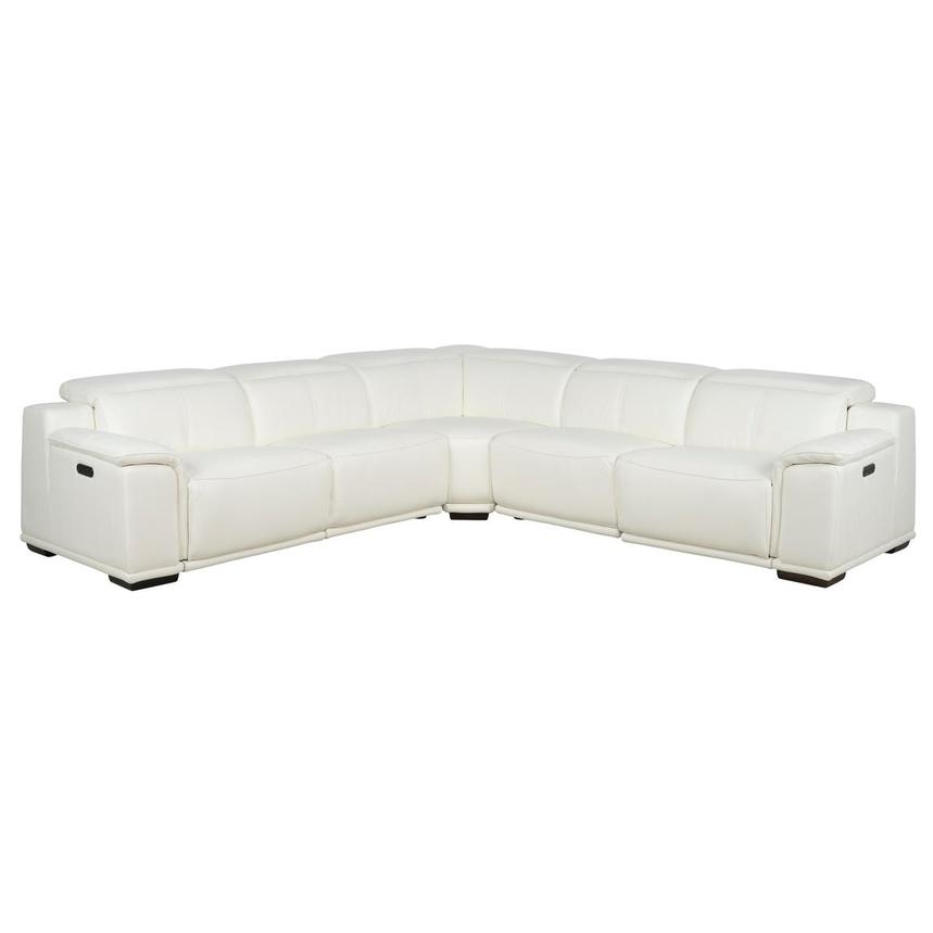 Davis 2.0 White Leather Power Reclining Sectional with 5PCS/2PWR | El ...